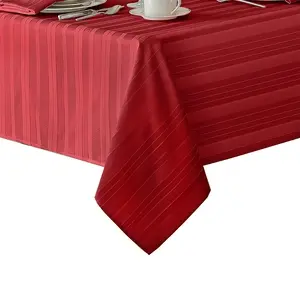 ELRENE HOME FASHIONS Denley Stripe Jacquard Oblong Tablecloth, 52 X 70 - Red