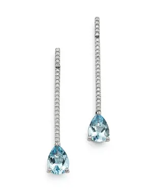 Bloomingdale'S Aquamarine And Diamond Drop Earrings - Blue/white