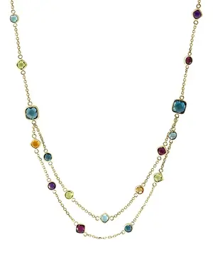 Bloomingdale'S Rainbow Gemstone Station Necklace In 14k Yellow Gold - Multi/gold