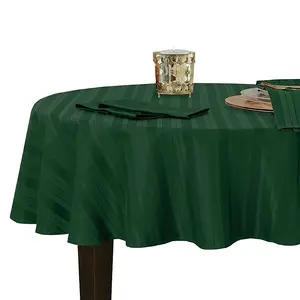 ELRENE HOME FASHIONS Elrene Denley Stripe Jacquard Round Tablecloth, 70 X 70 Hunter