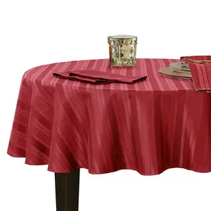 ELRENE HOME FASHIONS Elrene Denley Stripe Jacquard Round Tablecloth, 70 X 70 Red