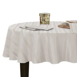ELRENE HOME FASHIONS Denley Stripe Jacquard Round Tablecloth, 70 X 70 - White