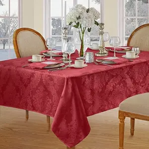 ELRENE HOME FASHIONS Barcelona Jacquard Damask Square Tablecloth, 52 X 52 - Red