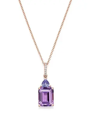 Bloomingdale'S Amethyst And Tanzanite Pendant Necklace - Multi/rose Gold