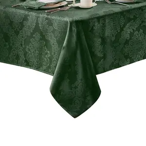 ELRENE HOME FASHIONS Barcelona Jacquard Damask Oblong Tablecloth, 120 X 60 - Hunter