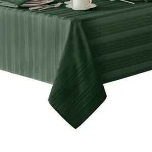 ELRENE HOME FASHIONS Denley Stripe Jacquard Oblong Tablecloth, 60 X 120 - Hunter