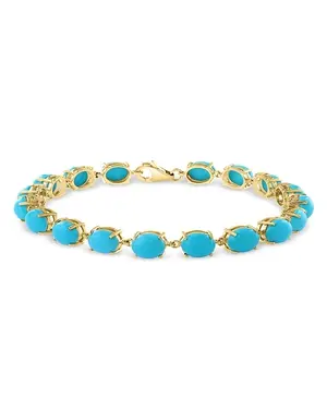 Bloomingdale'S 14k Yellow Gold Turquoise Link Bracelet - Blue/gold