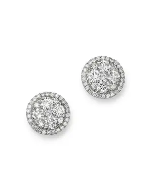 Bloomingdale'S Diamond Circle Halo Stud Earrings, 1.0 Tcw - White