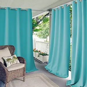 ELRENE HOME FASHIONS Connor Solid Indoor/outdoor Curtain Panel, 52 X 95 Turquoise
