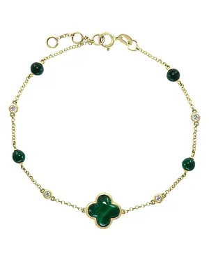 Bloomingdale'S Malachite & Diamond Chain Bracelet - Green/gold