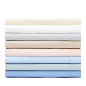 MATOUK Luca Hemstitch Percale Fitted Sheet, Twin Azure