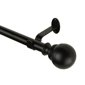 ELRENE HOME FASHIONS Cordelia Adjustable Curtain Rod With Ball Finials, 28-48 - Antique Black