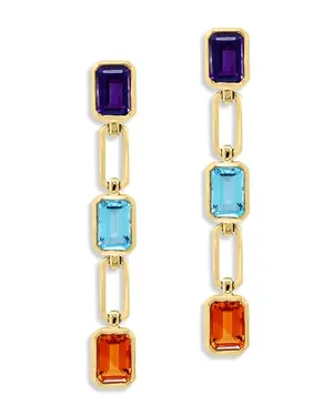 Bloomingdale'S 14k Yellow Gold Multi Gemstone Paperclip Chain Drop Earrings - Multi/gold
