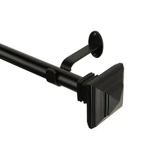 ELRENE HOME FASHIONS Florence Adjustable Curtain Rod With Square Finials, 28-48 - Antique Black