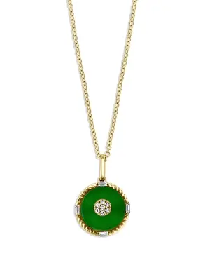 Bloomingdale'S Jade And Diamond Pendant Necklace - Green/gold