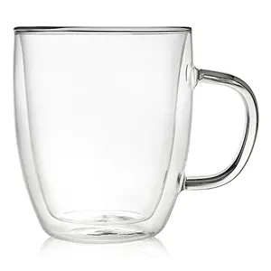 GODINGER Double Walled Glass Coffee Mug - Clear