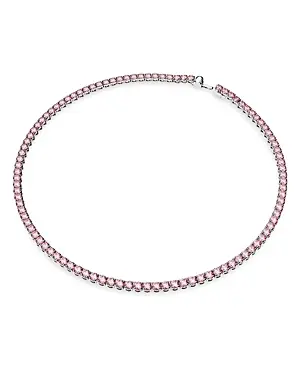 SWAROVSKI Matrix Crystal Tennis Necklace Pink/silver