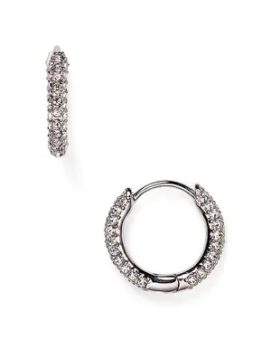 Nadri Huggie Hoop Earrings - Silver