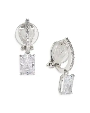 Nadri Modern Love Dangle Clip On Earrings - Silver