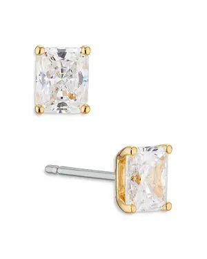 Nadri Modern Love Emerald Cut Stud Earrings - Gold