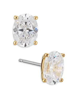 Nadri Modern Love Oval Stud Earrings - Gold