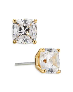 Nadri Cushion Cut Zirconia Stud Earrings - Gold