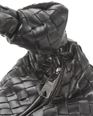 Bottega Veneta Intrecciato Leather Shoulder Bag - Black/silver