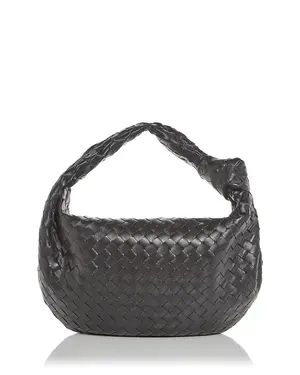 Bottega Veneta Intrecciato Leather Shoulder Bag - Black/silver