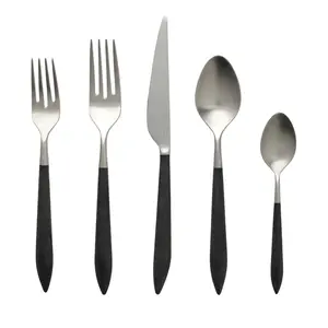 VIETRI Ares Argento & Black Five-piece Place Setting Set Of 4