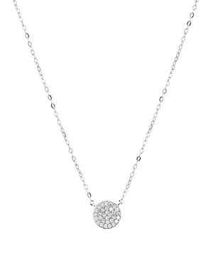 Nadri Small Circle Pendant Necklace - Silver
