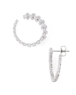 Nadri Tulle Hoop Earrings - Silver