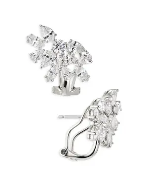 Nadri Crystal Cluster Earrings - Silver