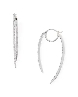 Nadri Nadri Curved Spike Hoop Earrings Silver