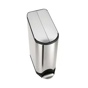 SIMPLEHUMAN 45 Liter Butterfly Lid Kitchen Trash Can - Brushed Stainless Steel
