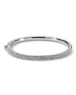 Nadri Triple Row Crystal Bangle - Rhodium