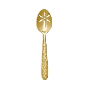 VIETRI Martellato Tone Slotted Serving Spoon - Gold