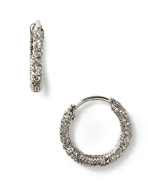 Nadri Pave Huggie Hoop Earrings - Rhodium