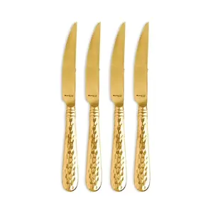VIETRI Martellato Tone Steak Knife, Set Of 4 - Gold