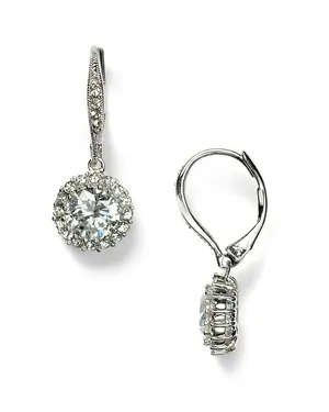 Nadri Round Cubic Zirconia Drop Earrings - Rhodium