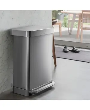 SIMPLEHUMAN 45 Liter Rectangular Kitchen Trash Can With Liner Pocket - Silver