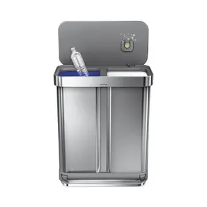SIMPLEHUMAN 58 Liter Recycling Kitchen Trash Can With Liner Pocket