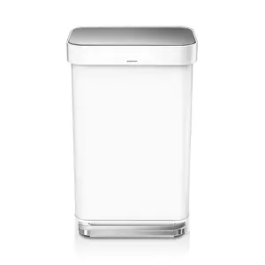 SIMPLEHUMAN 45 Liter Rectangular Liner Rim Kitchen Trash Can With Liner Pocket - White
