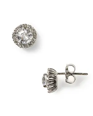 Nadri Sterling Pave Stud Earrings - Silver