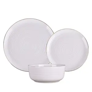 GODINGER Linear Gold 12 Piece Dinnerware Set