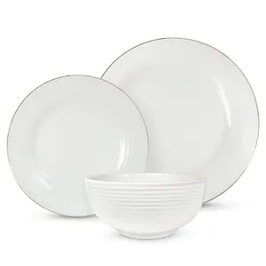 GODINGER Saba Gold 18 Piece Dinnerware Set Exclusive - White