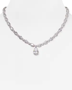 Nadri Pear Pendant Necklace - Silver