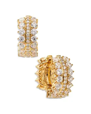Nadri Leah Pave Huggie Hoop Earrings - Gold
