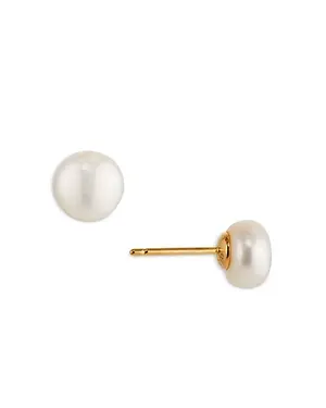 Nadri Cultured Freshwater Pearl Stud Earrings - Gold