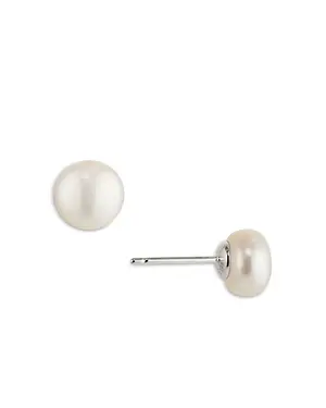 Nadri Cultured Freshwater Pearl Stud Earrings - Rhodium