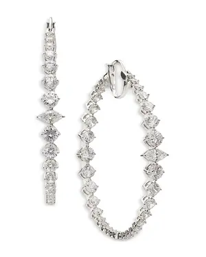 Nadri Leah Statement Hoop Earrings Rhodium